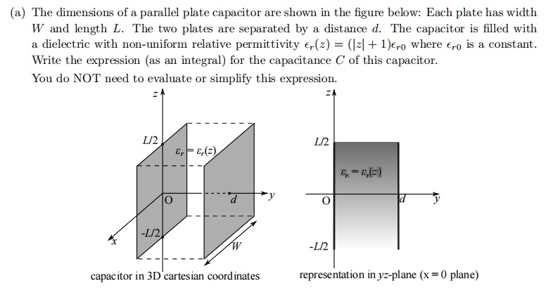 SOLVED: a) The dimensions of a parallel plate capacitor are shown in ...