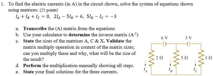 SOLVED: To find the electric currents (in A) in the circuit shown ...
