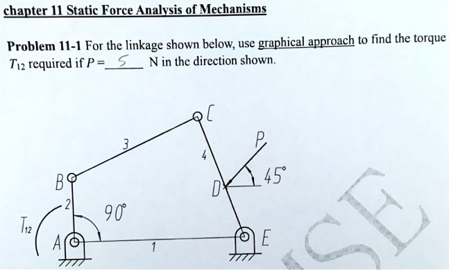 chapter 11 static force analysis of mechanisms problem 11 1 for the linkage shown below use ...