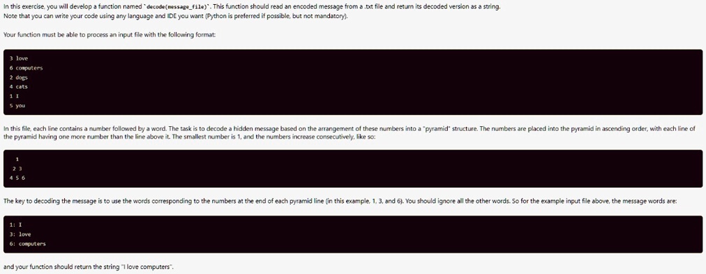 SOLVED: In this exercise, you will develop a function named 'decode ...