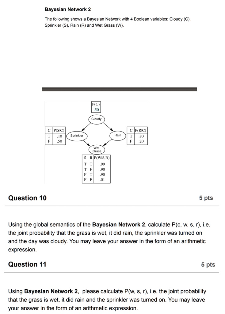 bayesian network 2 the following shows bayesian network with boolean ...