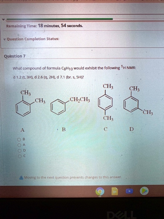 Remaining Time: 18 minutes, 54 seconds. Question Completion Status ...