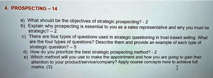prospecting 14 what should be the objectives of strategic prospecting ...