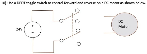 SOLVED: Use a DPDT toggle switch to control forward and reverse on a DC motor as shown below. DC ...
