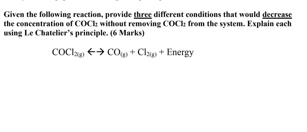 SOLVED: Given the following reaction, provide three different ...