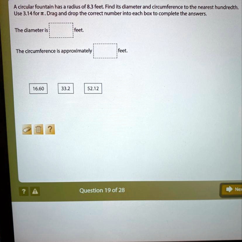 SOLVED: HELP PLZ WILL GIVE YOU BRAINIEST A circular fountain has a ...