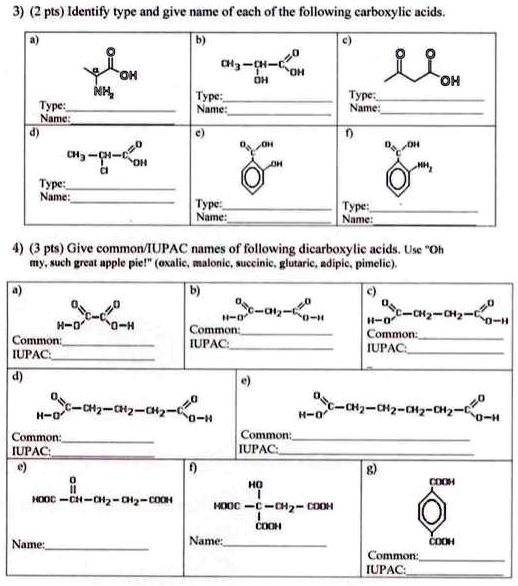 SOLVED:3) (? pts) Identify type and give nanie of each of the following ...