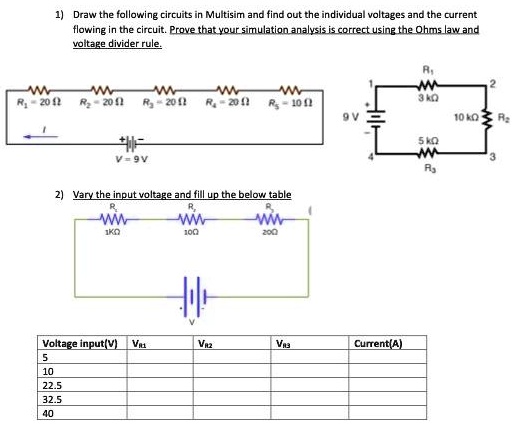 draw the following circuits multisim and find out the individua ...