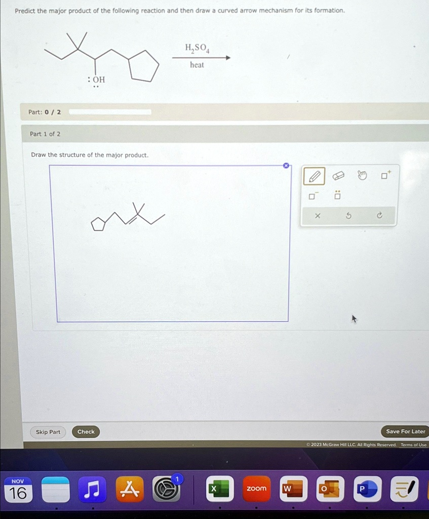 Predict the major product of the following reaction and then draw a curved arrow mechanism for ...