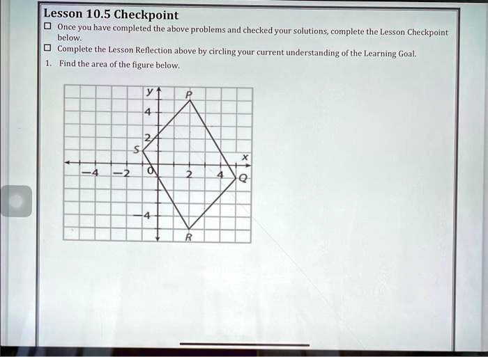 find area of figure below Lesson 10.5 Checkpoint Once you have completed the above problems and ...