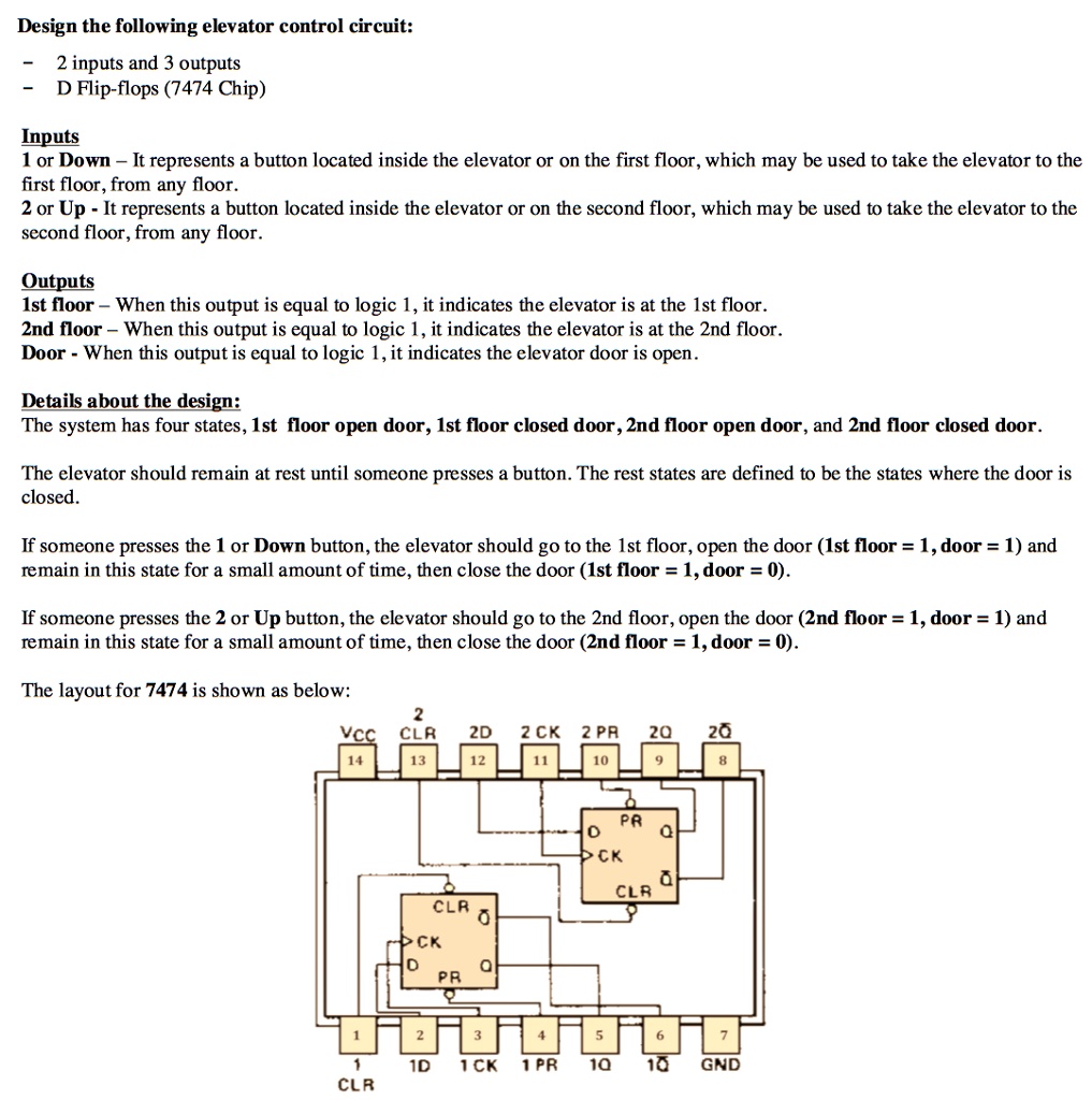 SOLVED: Design the following elevator control circuit: 2 inputs and 3 ...
