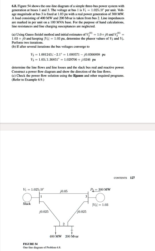 SOLVED: 6.8. Figure 54 shows the one-line diagram of a simple three-bus power system with ...