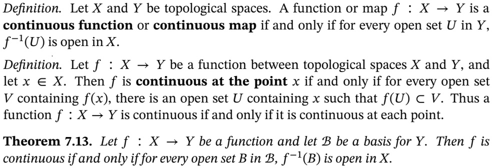 SOLVED: Definition: Let X and Y be topological spaces: A function or map f : X - Y is a ...