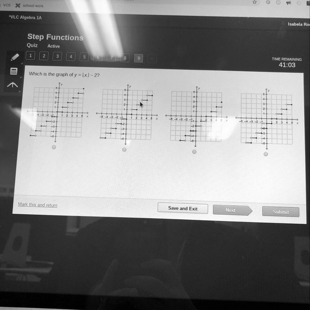 SOLVED: 'What is the graph of y = [x] - 2? ICs school Work "VLC Algebra ...