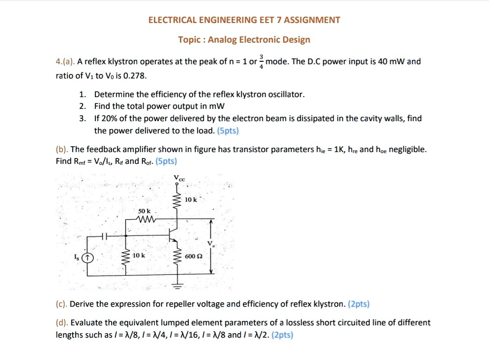 ELECTRICAL ENGINEERING EET 7 ASSIGNMENT Topic: Analog Electronic Design ...