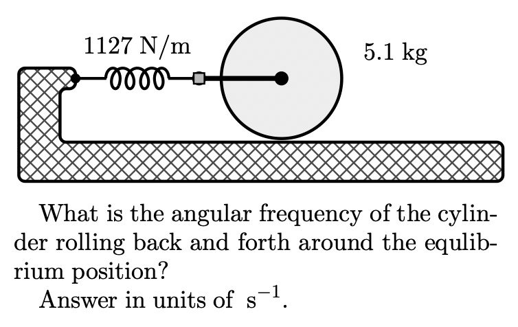 SOLVED: A solid cylinder of mass 5.1 kg and radius 27 cm is yoked to a ...