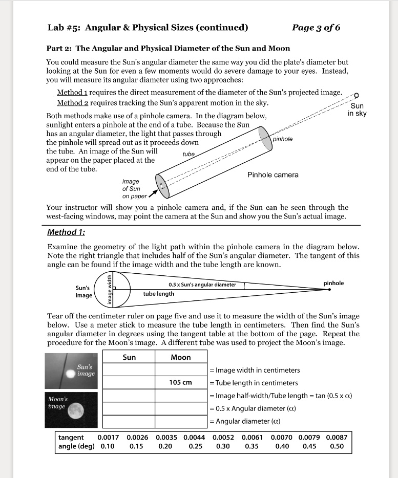 Solved Lab 5 Angular And Physical Sizes Continued Page 3 0f 6 Part
