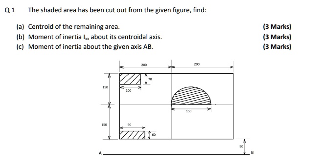 Q1 The shaded area has been cut out from the given figure, find: (a ...