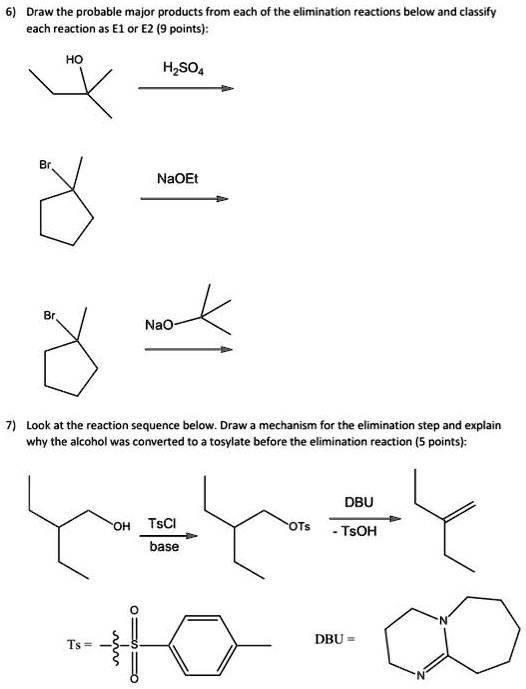 Solved Draw The Probable Major Products From Each Of The Elimination