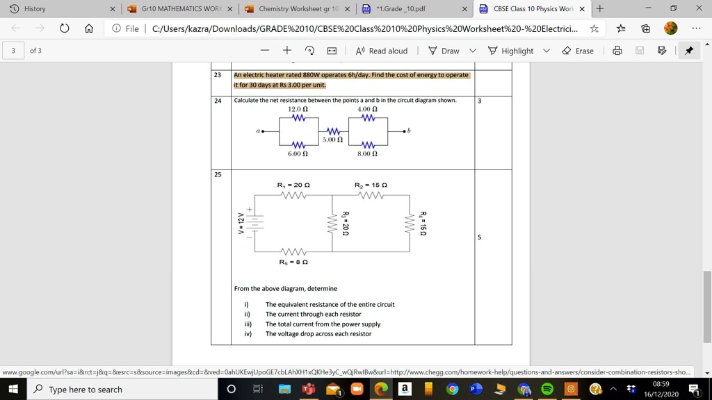 SOLVED: 'Calculate the net resistance between the points a and b in the circuit diagram shown. 3'