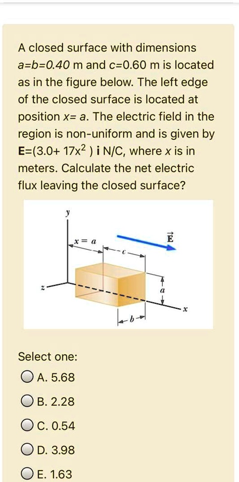 a closed surface with dimensions a b 040 m and c 060 m is located as in ...