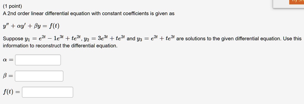 point a 2nd order linear differential equation with constant ...