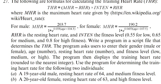 Using MATLAB The following are formulas for calculating the Training ...