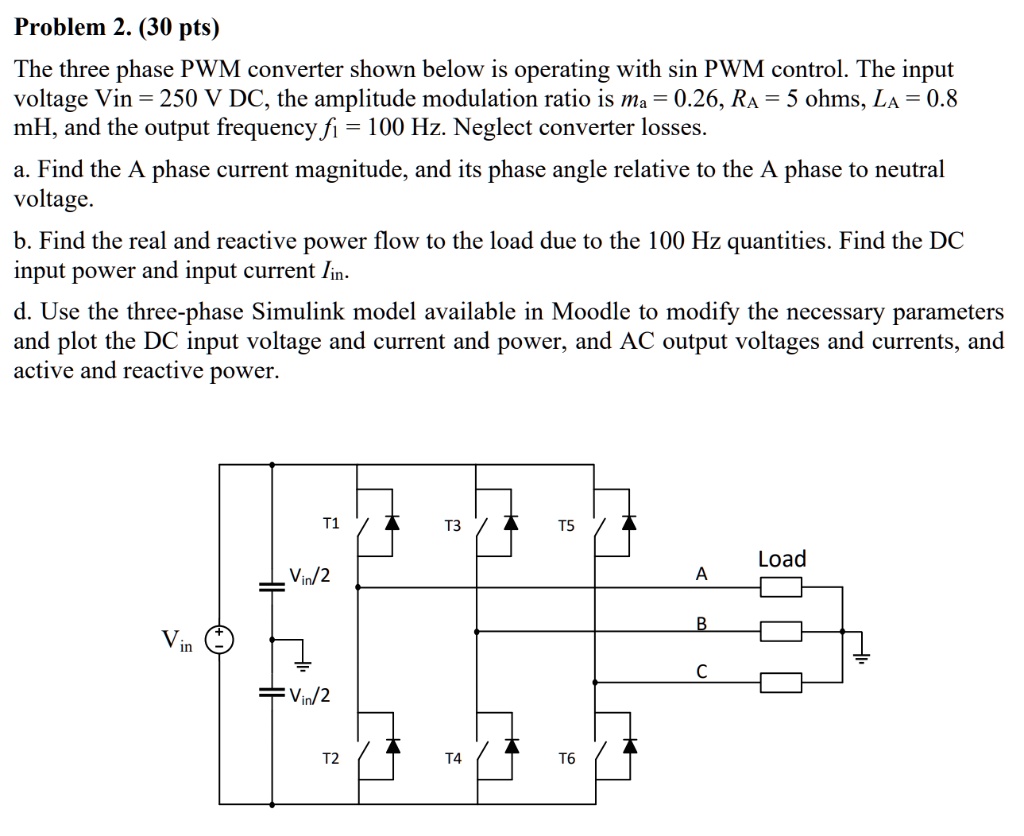 Solved The Three Phase Pwm Converter Shown Below Is Operating With Sine Pwm Control The Input