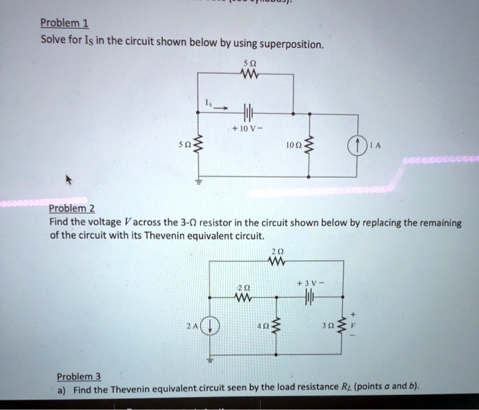 Problem 1 Solve for Is in the circuit shown below by using superposition. 5 ? W Is +10 V- 5? 10 ...