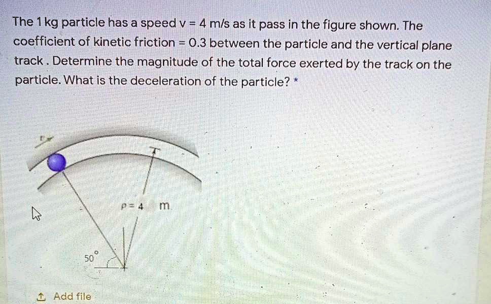 SOLVED: The 1 kg particle has a speed v = 4 m/s as it passes in the ...