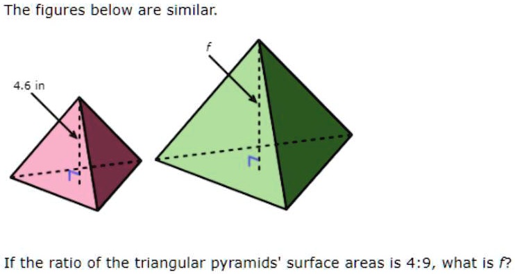 SOLVED: "If the ratio of the triangular pyramids' surface areas is 4:9 ...