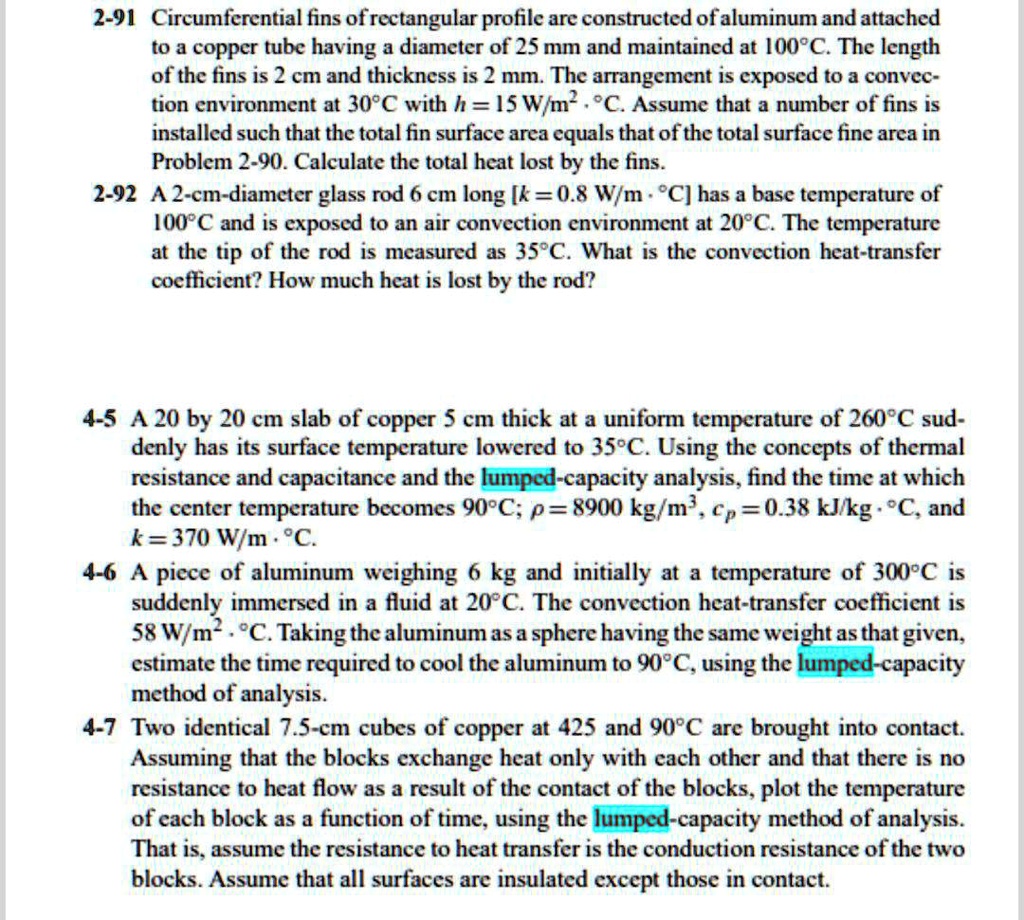 SOLVED: 2-91 Circumferential fins of rectangular profile are ...