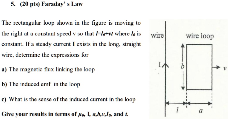 20 pts faraday law the rectangular oop shown in the figure is moving to the right at a constant ...