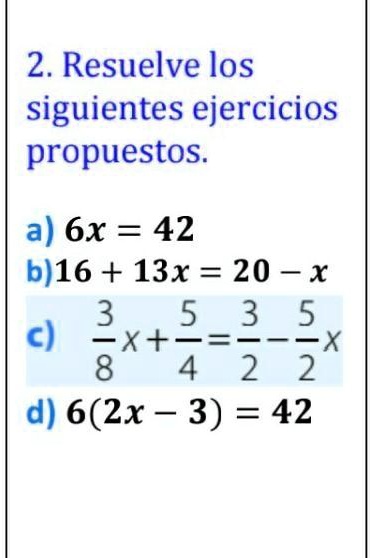 Solved Ecuaciones Lineales O De Primer Grado 2 Resuelve Los