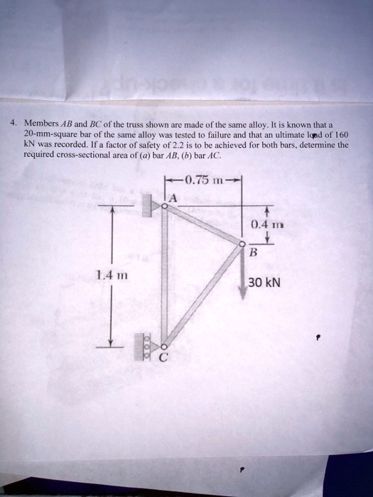 SOLVED: Members AB and BC of the truss shown are made of the same alloy ...