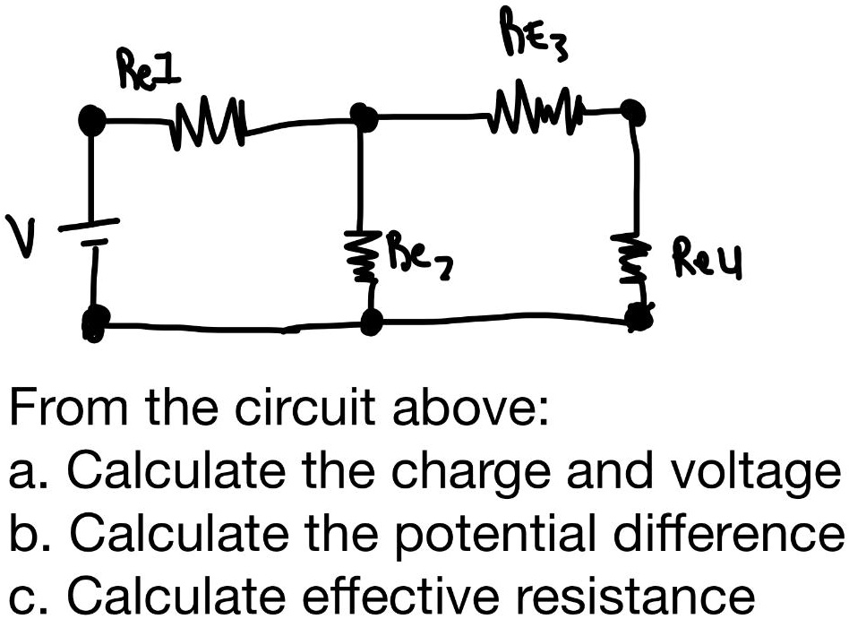 SOLVED: Rel hez M From the circuit above: a. Calculate the charge and ...