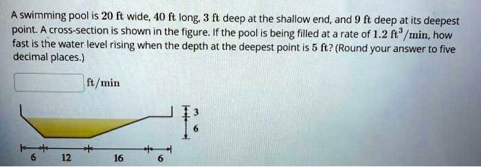 SOLVED: A swimming pool [ 20 ft wide, 40 ft long 3 ft deep at the ...