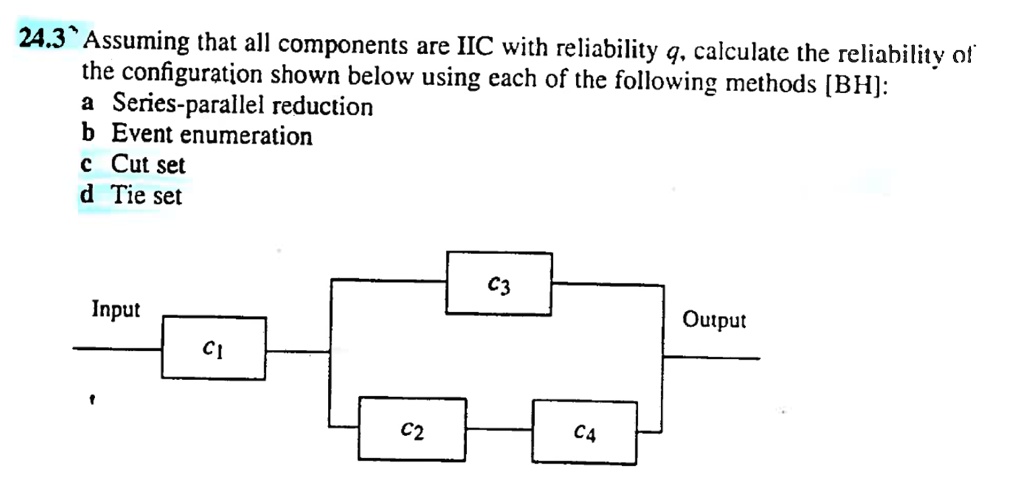 SOLVED: 24.3 Assuming that all components are IIC with reliability 9 ... SOLVED: 24.3 Assuming that all components are IIC with reliability 9 ...