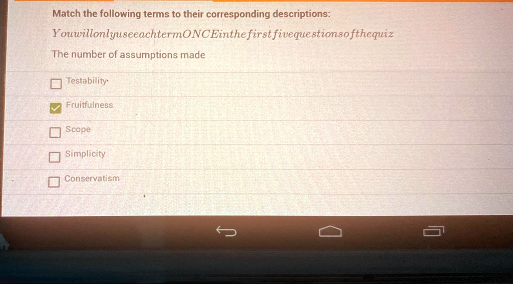 SOLVED: The correct formatting for the text is as follows: Match the ...