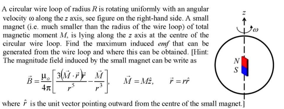 SOLVED: A circular wire loop of radius R is rotating uniformly with an angular velocity Ï‰ along ...