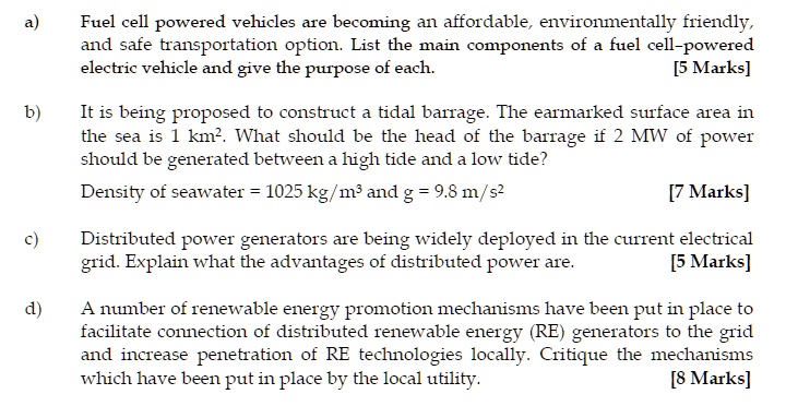 SOLVED: a) Fuel cell powered vehicles are becoming an affordable ...