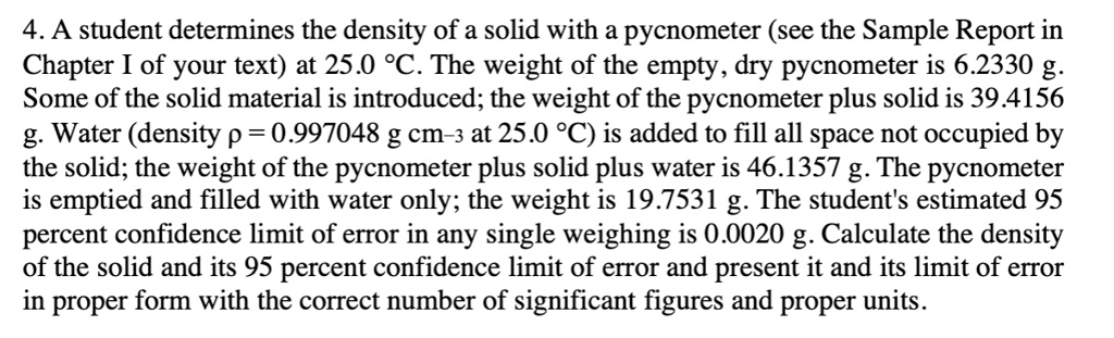 4a student determines the density of a solid with a pycnometer see the ...
