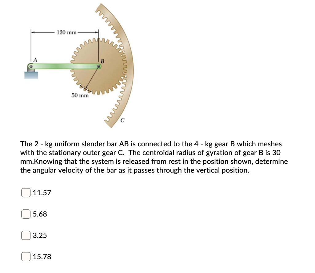 SOLVED: 120 mm 50 mm The 2-kg uniform slender bar AB is connected to ...