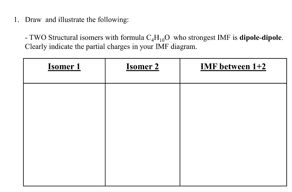draw and illustrate the following two structural isomers with formula ...
