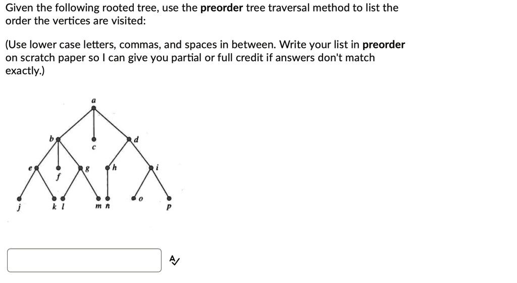 Solved Given The Following Rooted Tree Use The Preorder Tree 3774