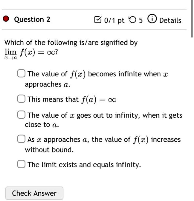 SOLVED: Question 2 0/1 pt 5 Details Which of the following is/are ...