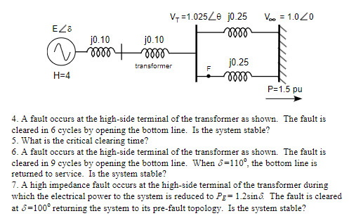 4. A fault occurs at the high-side terminal of the transformer as shown ...