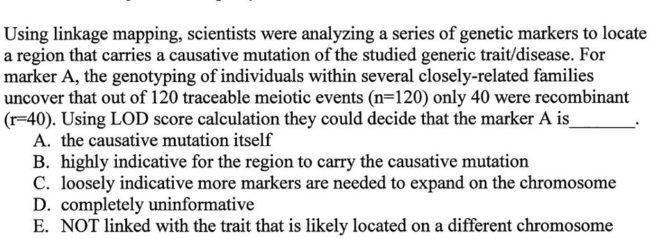 Solved Using Linkage Mapping Scientists Were Analyzing A Series Of