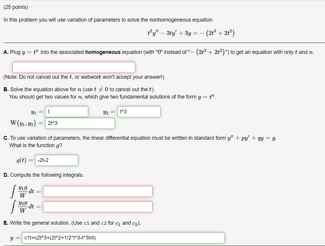 SOLVED: (25 points) In this problem you will use variation of parameters to solve the ...