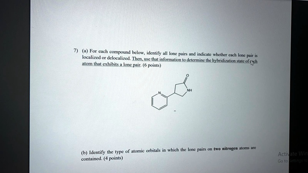 a for cach compound below identify all lone pairs and indicate ...